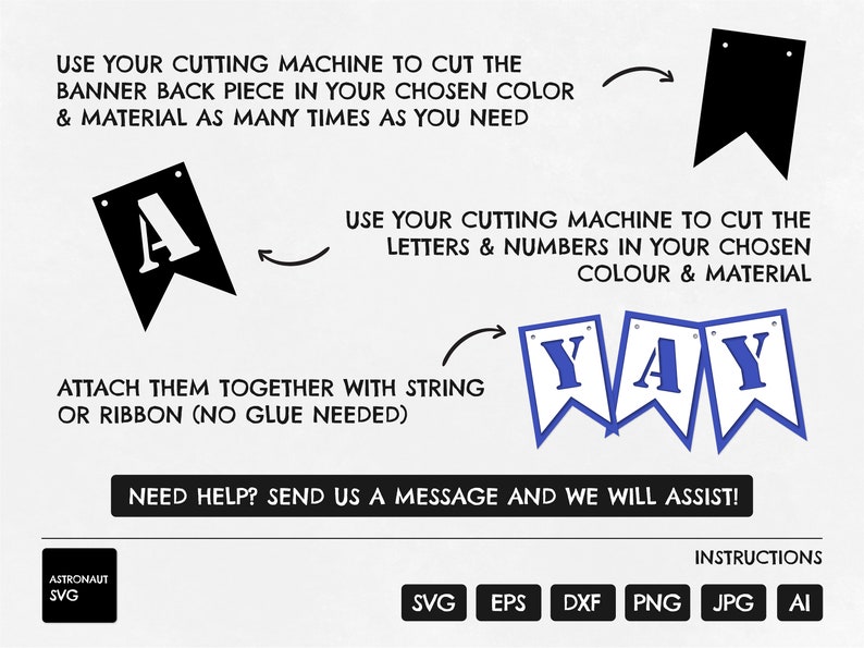 A-Z Banner, SVG Banner Cut File, Build Your Own Banner, Layered Banner ...