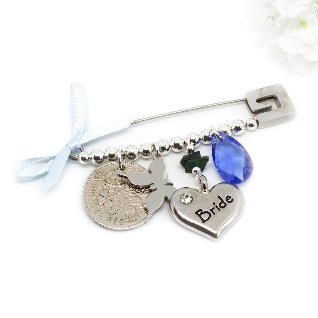 Bridal Charm Pin, Something Old New Borrowed Blue, Wedding Keepsake - Etsy