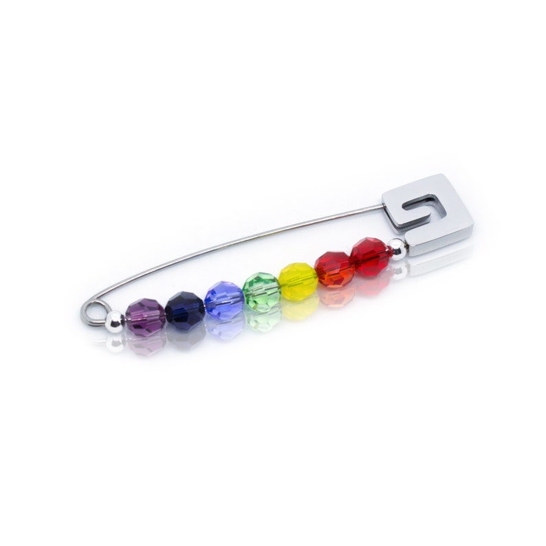 Rainbow Crystal Safety Pin Brooch, Pride Gift, Positivity Friendship ...