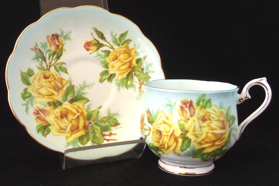 Vintage Yellow Rose Teacup W/ Saucer, Royal Albert Ombre Yellow Tea ...