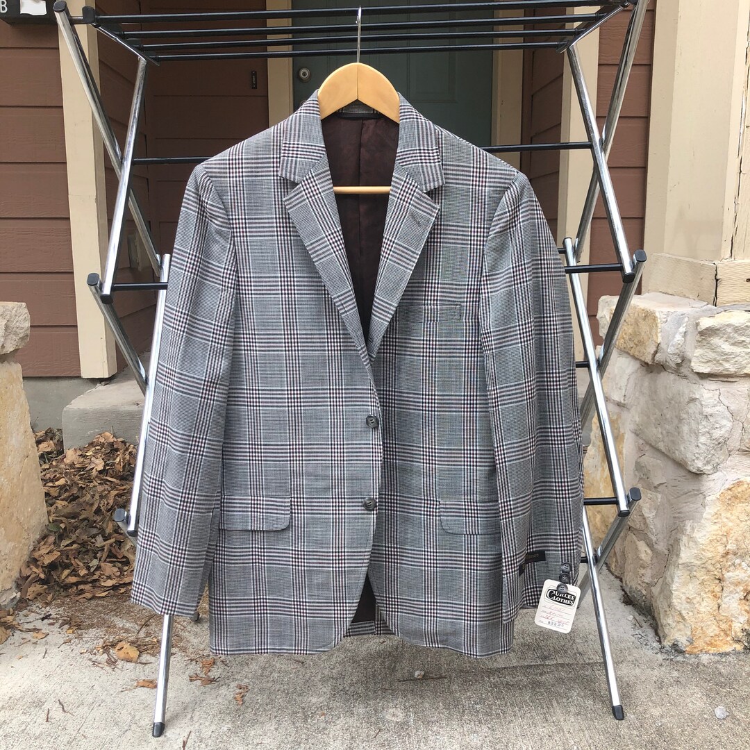 Vtg NOS 60s 36S 3/2 Gray Glen Plaid Sack Sport Coat by Curlee Clothes ...