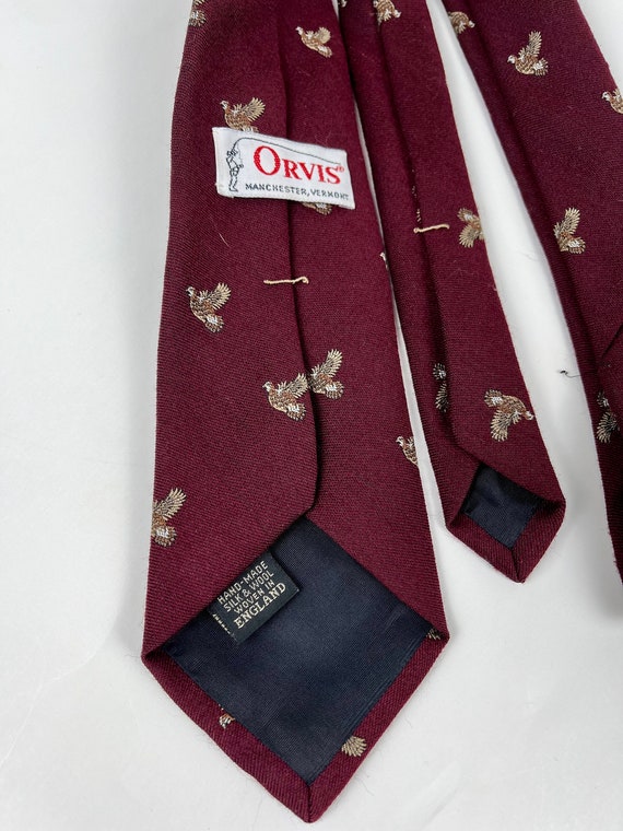 Vtg ORVIS Game Bird Maroon Wool/Silk Crest Emblematic… - Gem