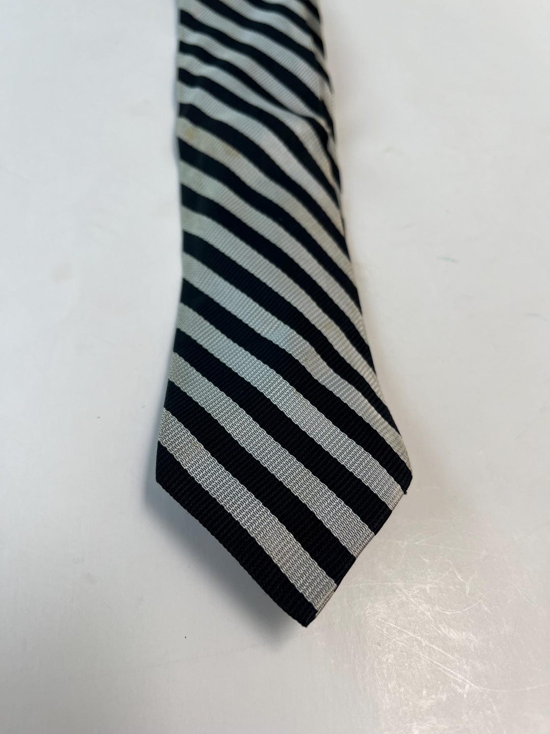 Vtg 50s Black and White Rayon Striped Repp Skinny Tie - Etsy