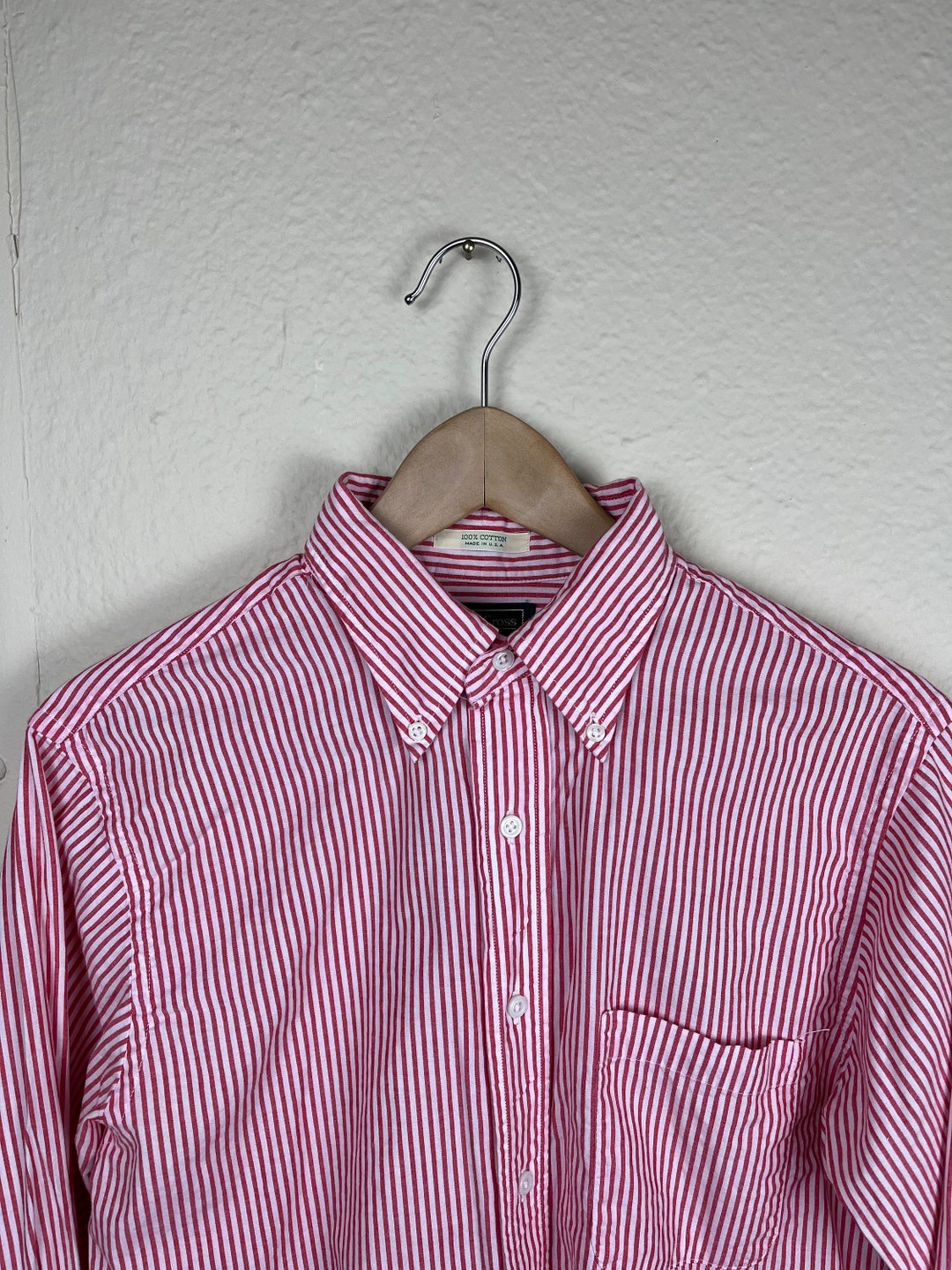 Vtg 15-33 Red University Striped OCBD by HILLS & CROSS - Etsy