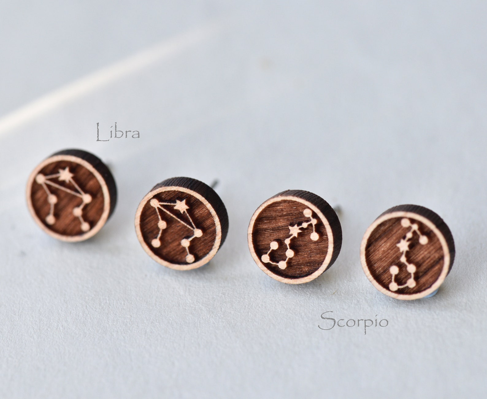 Handmade Wooden Earrings Zodiac Earrings Constellation - Etsy