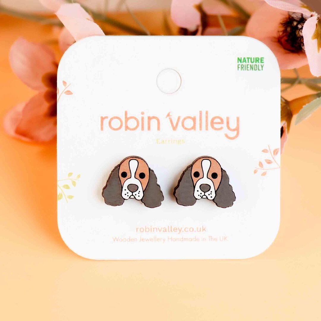 Hand-painted English Springer Spaniel Wooden Earrings Dog Lover Gift ...