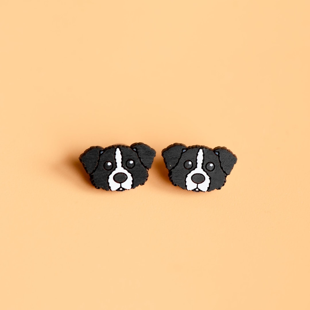 Hand-painted Border Collie Wooden Earrings Dog Lover Gift Idea - Etsy