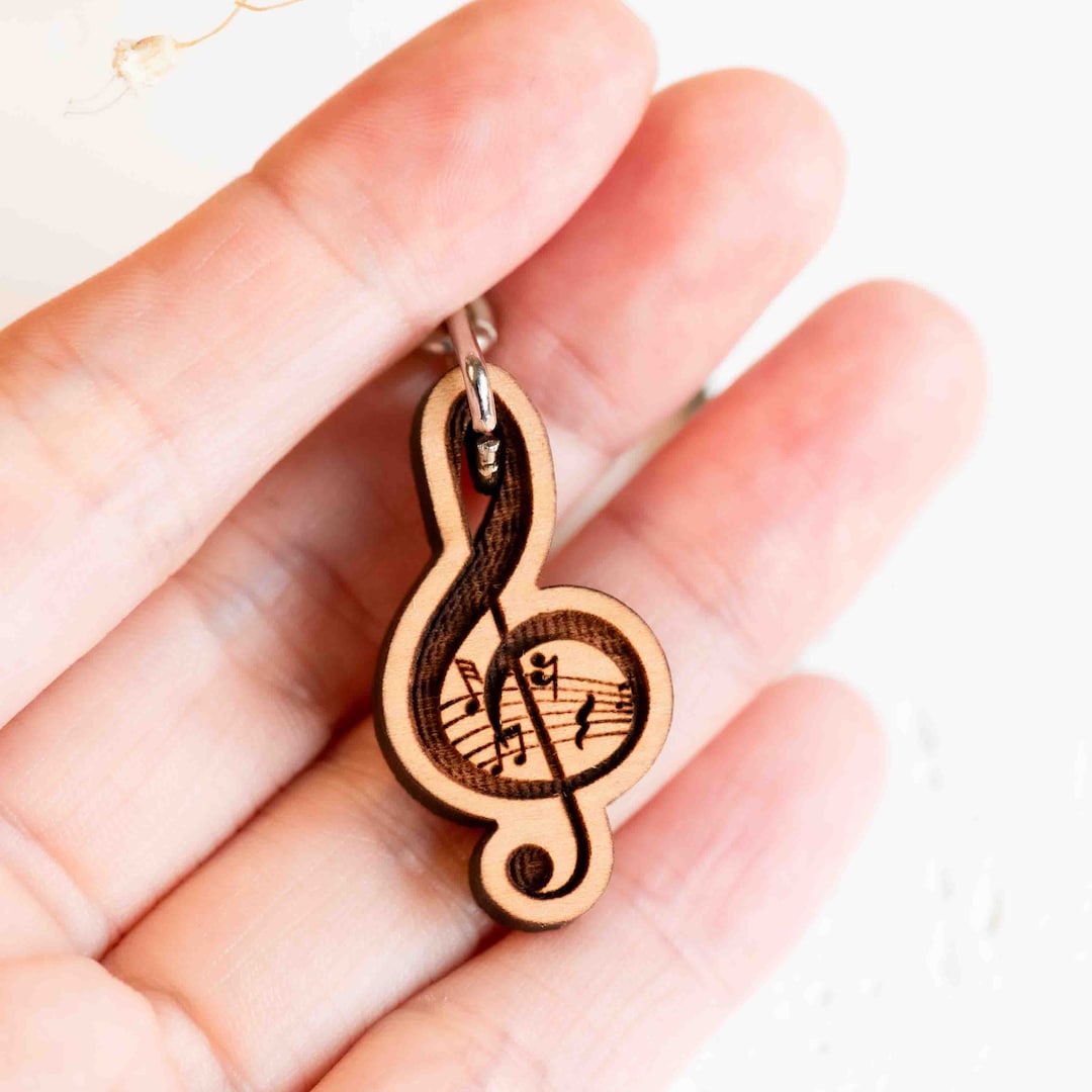 Handmade Wooden Clef Music Note Keyrings Keychain Keyring Womens Mens ...