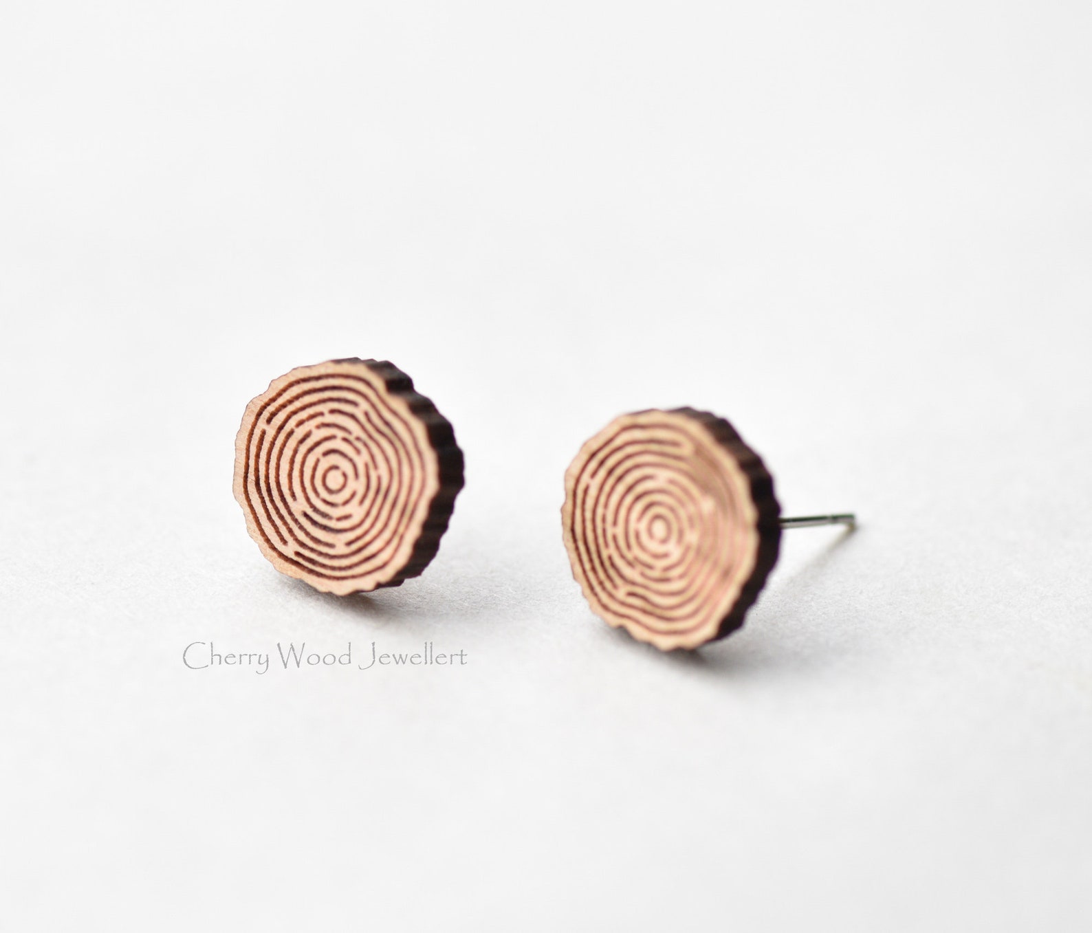 Wood Tree Stump Earrings Tree Log Earrings Annual Ring Stud | Etsy