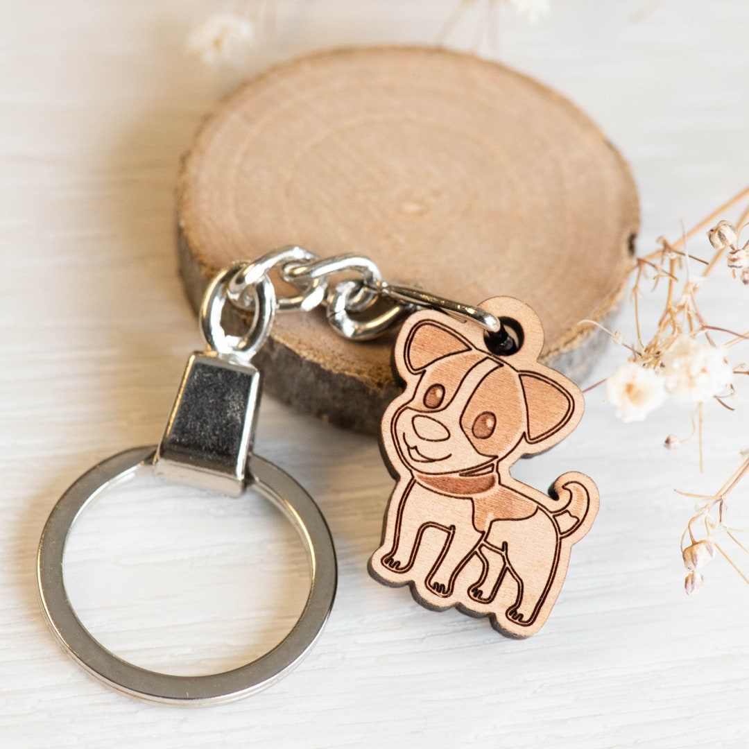 Handmade Wooden Jack Russel Dog Keychain Keyring Gift by Robinvalley ...