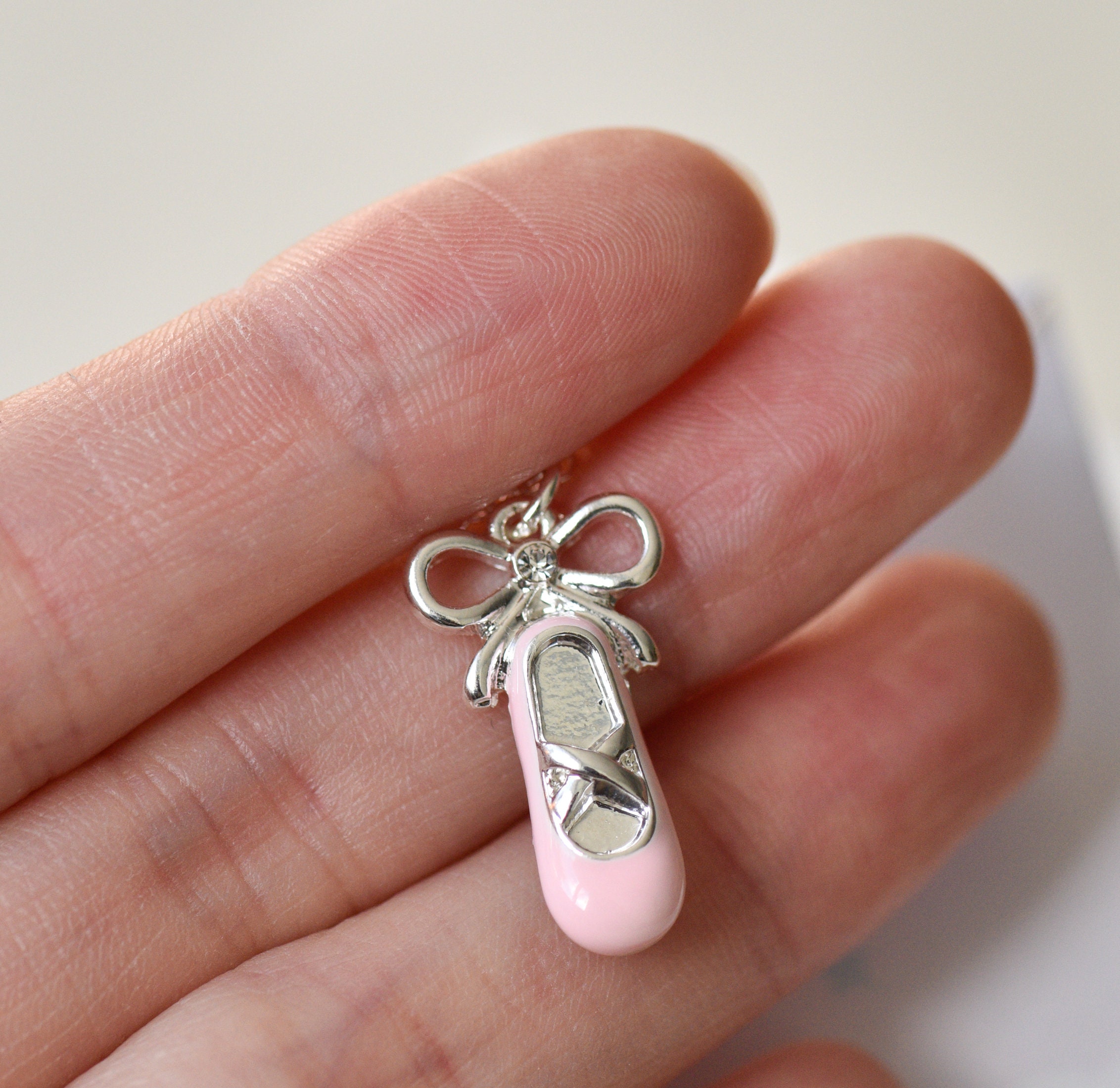 Pink Ballerina Necklace Ballet Shoes Necklace Bow Pendant - Etsy