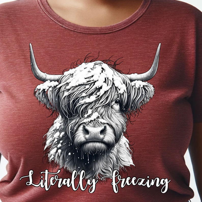 Highland Cow Literally Freezing Cold PNG, Funny Cute Country ...