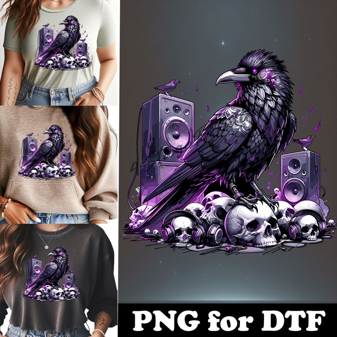 Raven Rhapsody Gothic Sublimation Design for T-shirts & Crafts - High ...