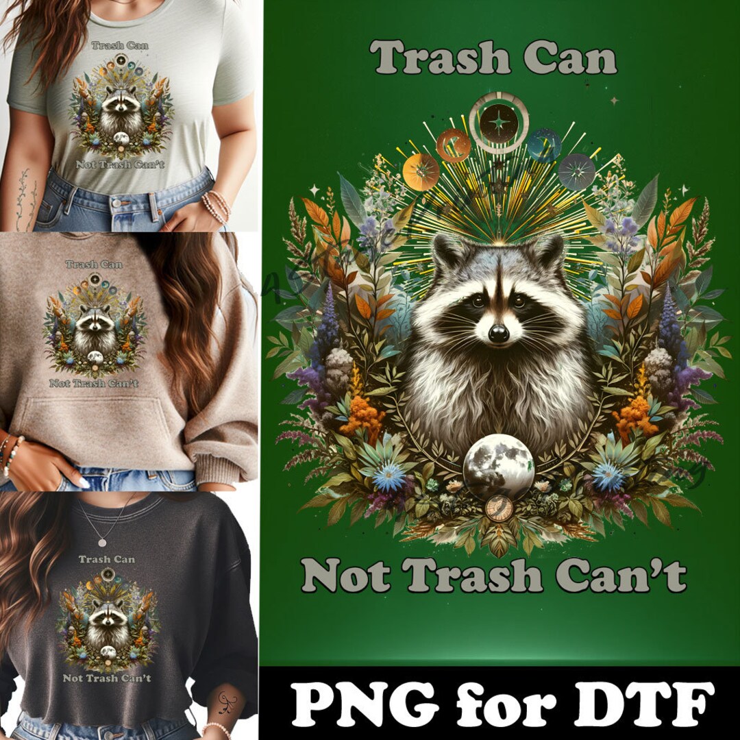 Gothic Raccoon Trash Can Png for T-shirts, Png Sublimation Design, DTF ...