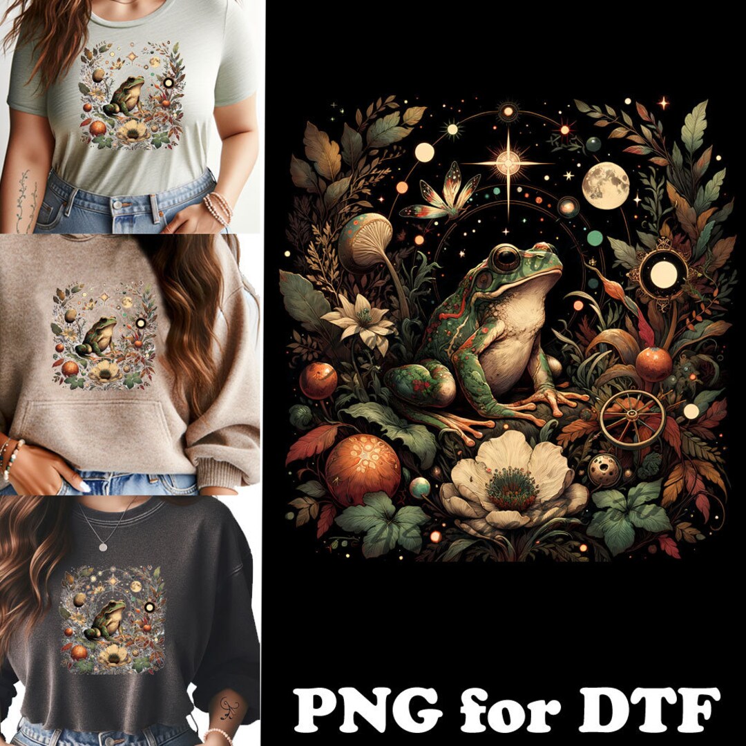 Gothic Frog PNG for Your Cottagecore Aesthetic Shirts. Sublimation ...