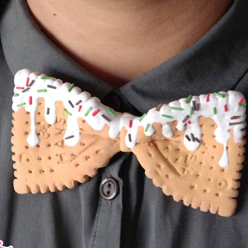 Waffly BOW TIE With White Chocolate Topping Biscuit Bow Tie - Etsy