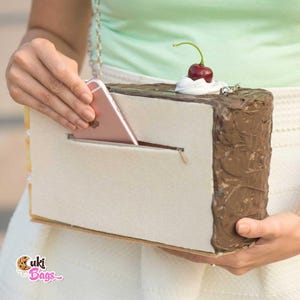Chocolate Cherry Piece of Cake BAG / PURSE / CLUTCH - Custom Handmade ...