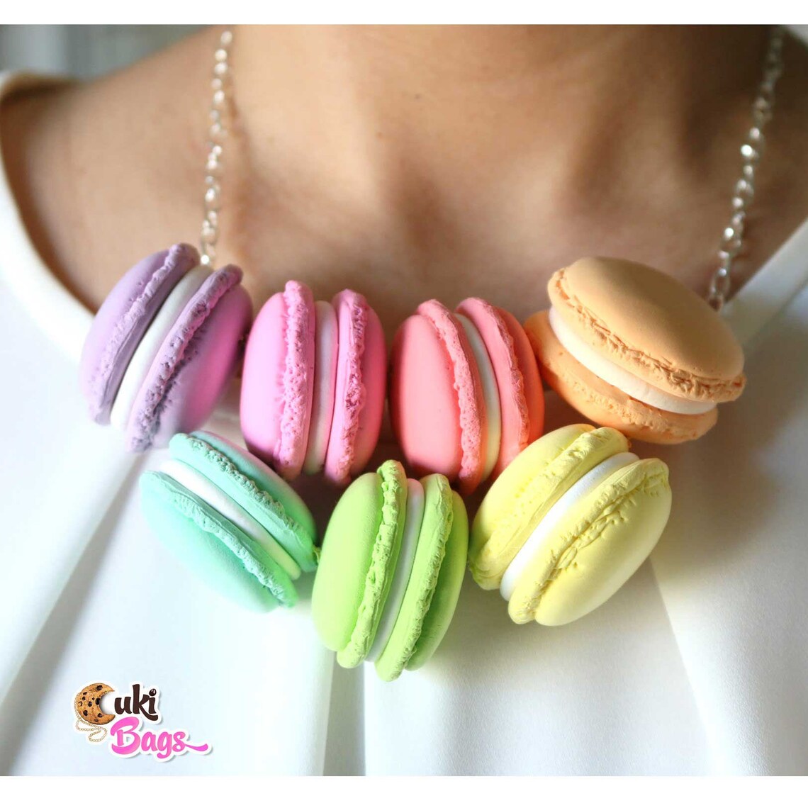 Rainbow Macarons Necklace macaron Necklacerainbow Necklace - Etsy