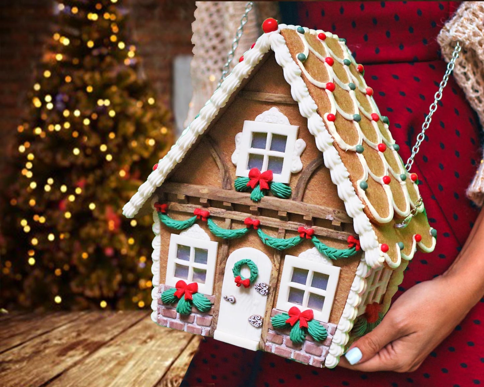 Gingerbread Cottage Bag Christmas Purse Winter Bags - Etsy