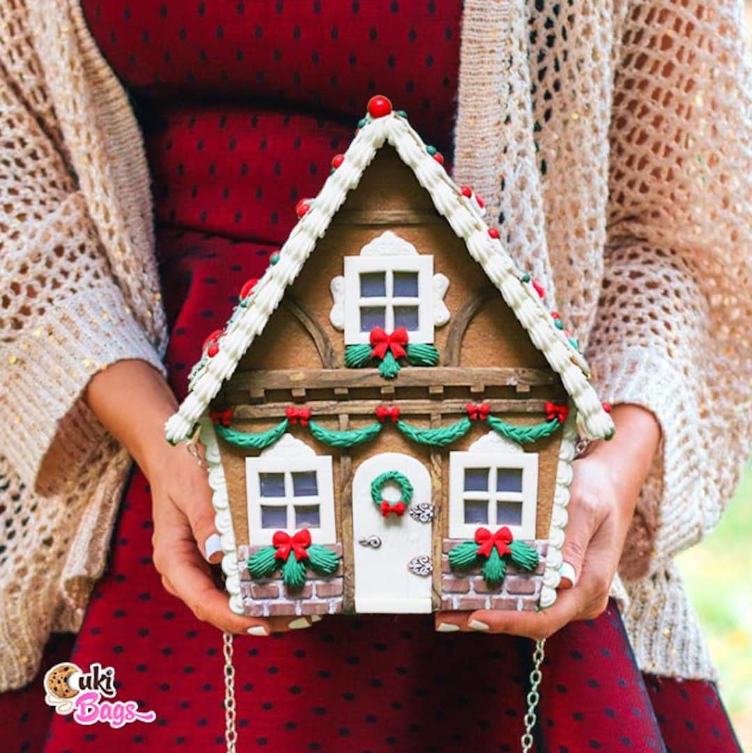Gingerbread Cottage Bag - Christmas Purse - Winter Bags - Handmade ...