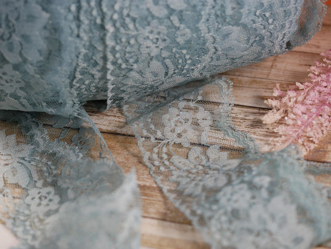 Blue Lace Trim Ribbon 3" Inch Wide Floral Lace Flower Design Baby ...