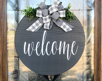 Gray Welcome Sign | Etsy