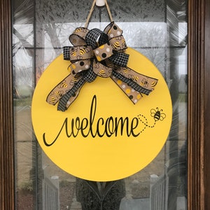 Spring Door Hanger, Wreath, Welcome Sign, Welcome Wood Sign, Welcome ...
