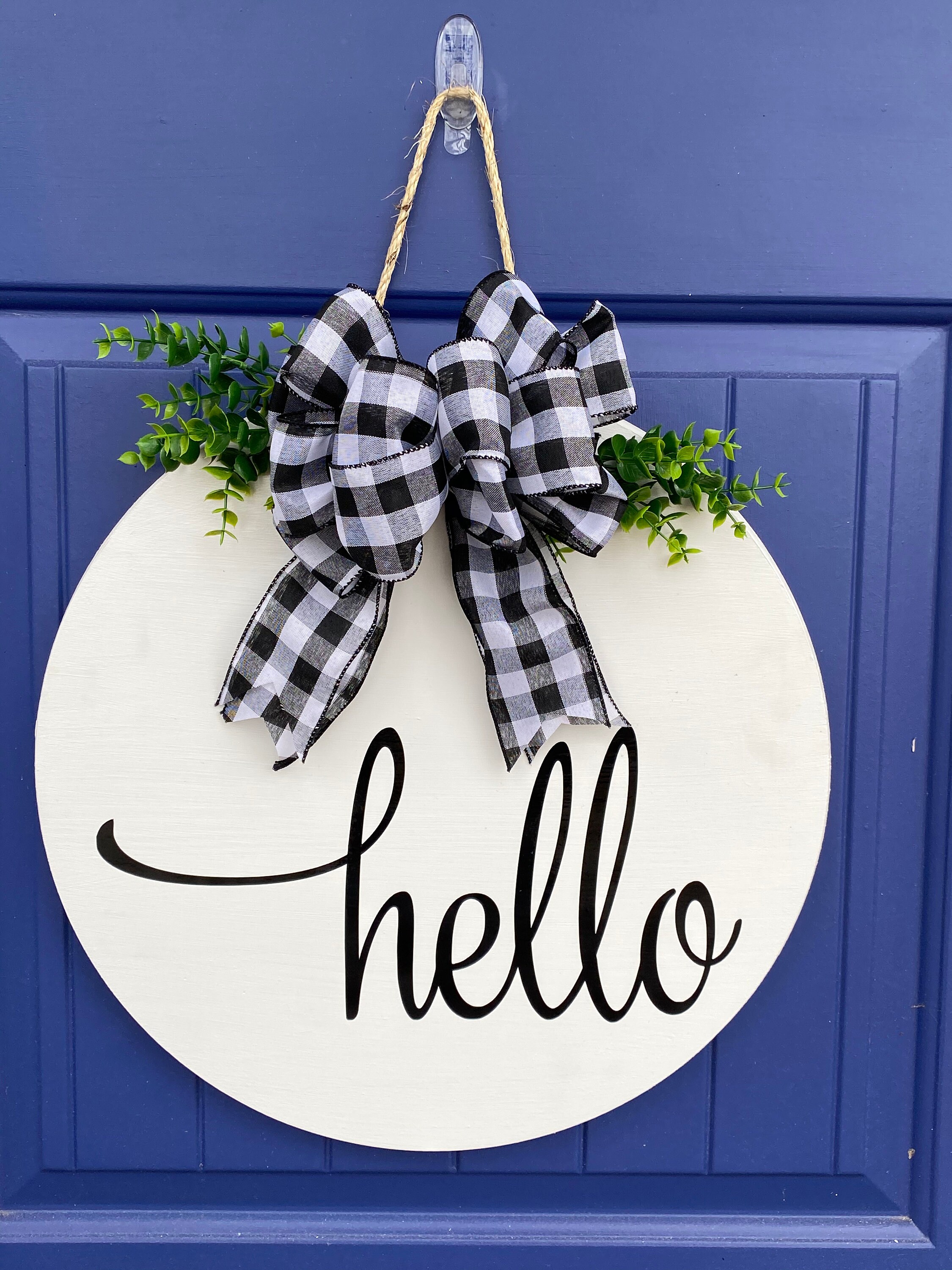 Front Door Decor Door Hanger Hello Sign Wood Door Sign | Etsy