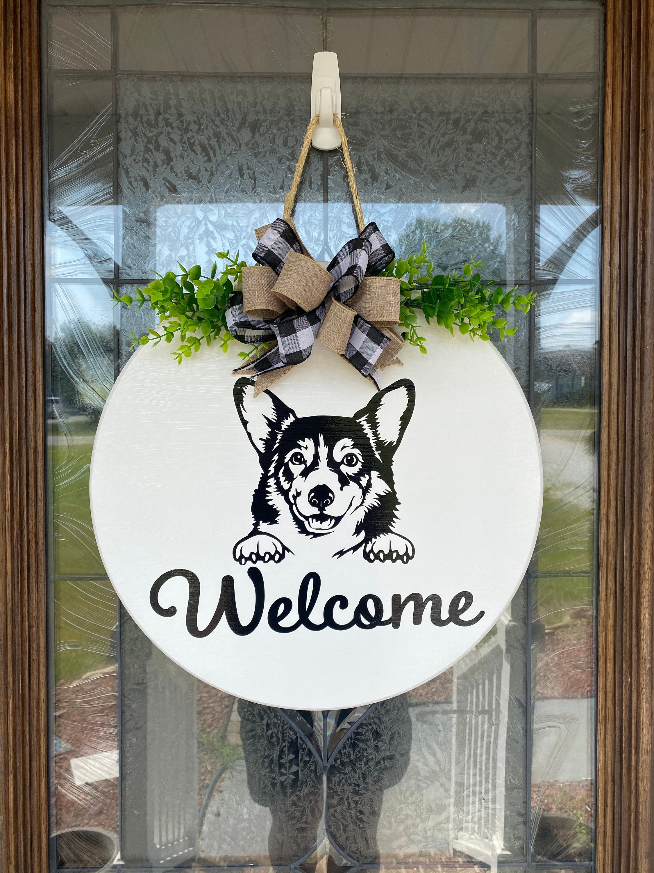 Door Decoration Corgi Welcome Sign Corgi Sign Front Door | Etsy