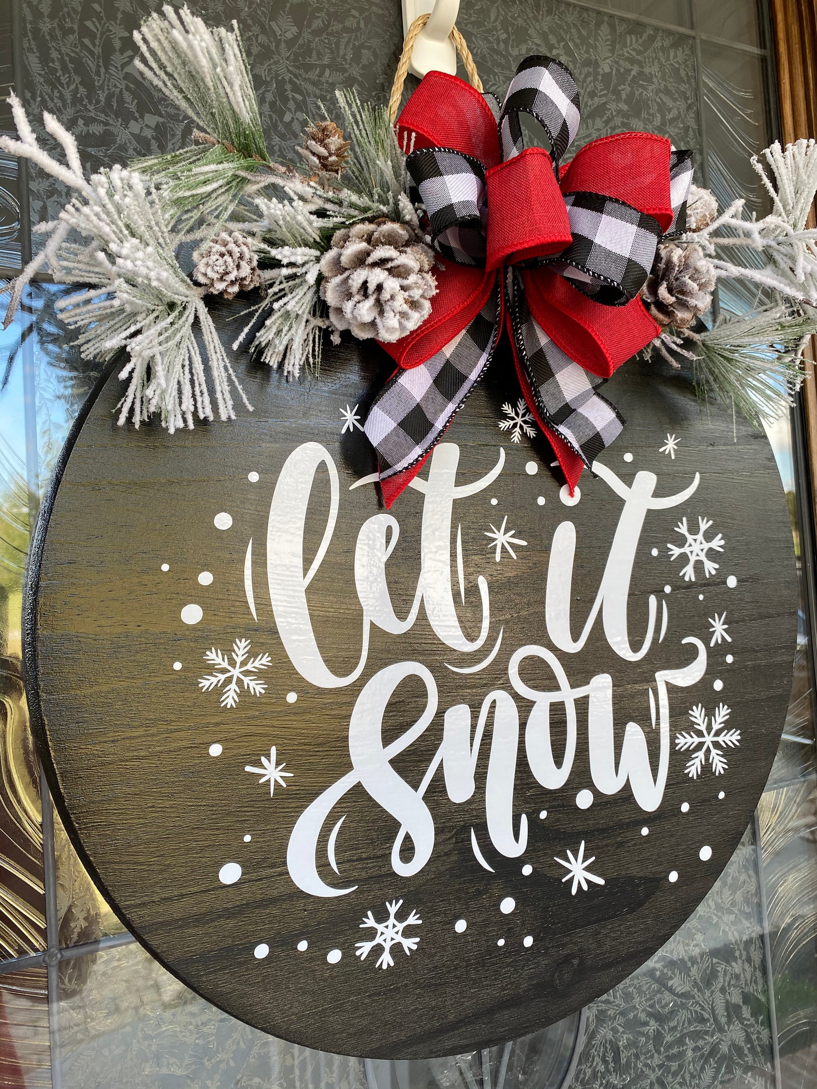 Winter Front Door Decor Front Door Wreath Let It Snow - Etsy