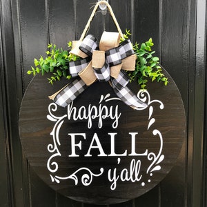 Door Hanger Happy Fall Sign Front Door Decor Wood Door - Etsy