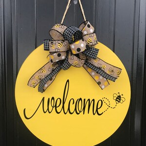 Spring Door Hanger, Wreath, Welcome Sign, Welcome Wood Sign, Welcome ...