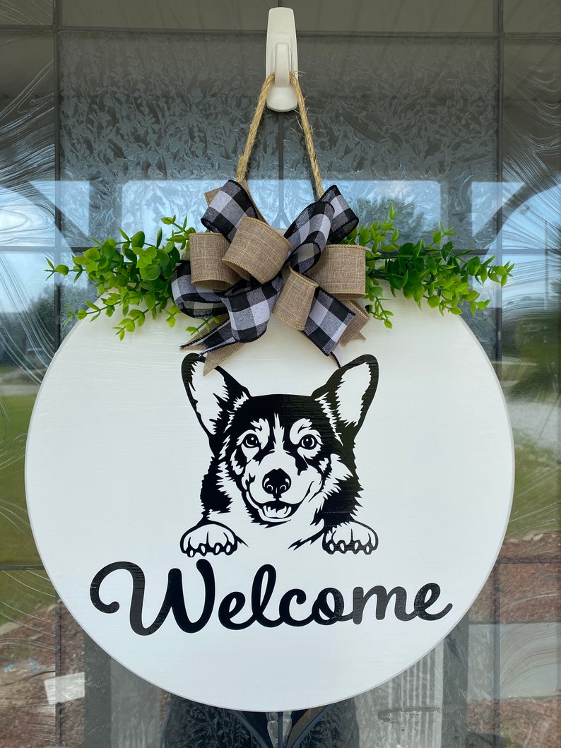 Door Decoration Corgi Welcome Sign Corgi Sign Front Door - Etsy