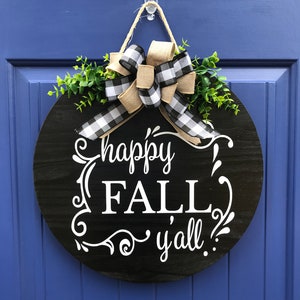 Door Hanger Happy Fall Sign Front Door Decor Wood Door - Etsy