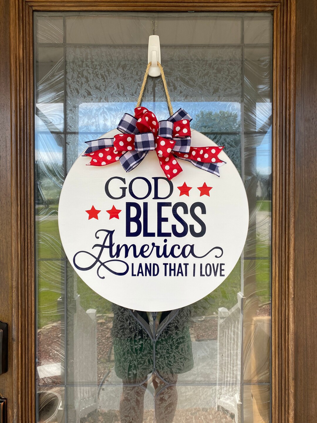God Bless America Door Sign July 4th Wreath Patriotic - Etsy