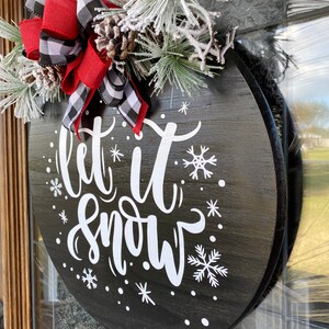 Winter Front Door Decor Front Door Wreath Let It Snow Front Door Sign ...