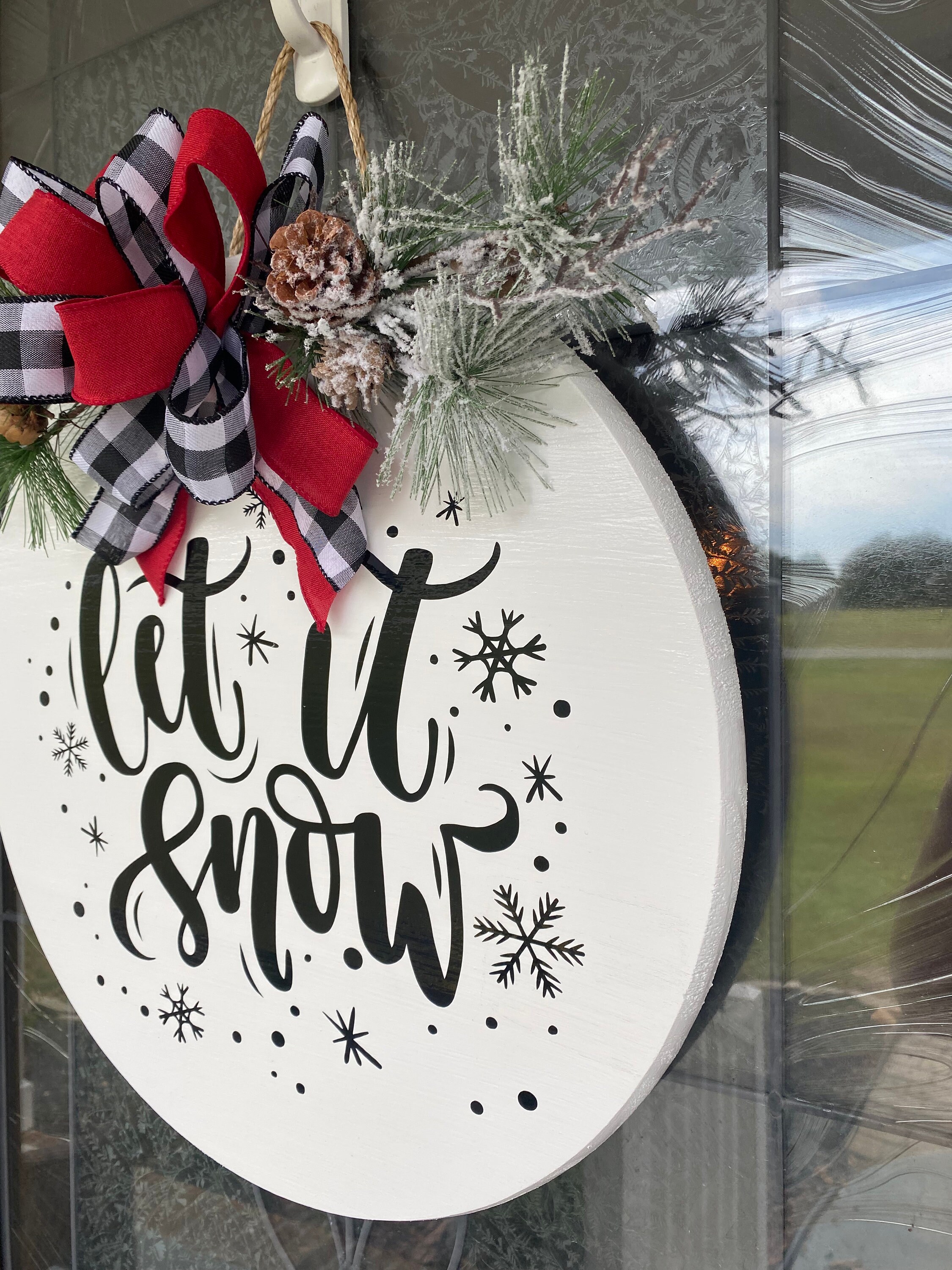 Winter Front Door Decor Let It Snow Sign Winter Door | Etsy