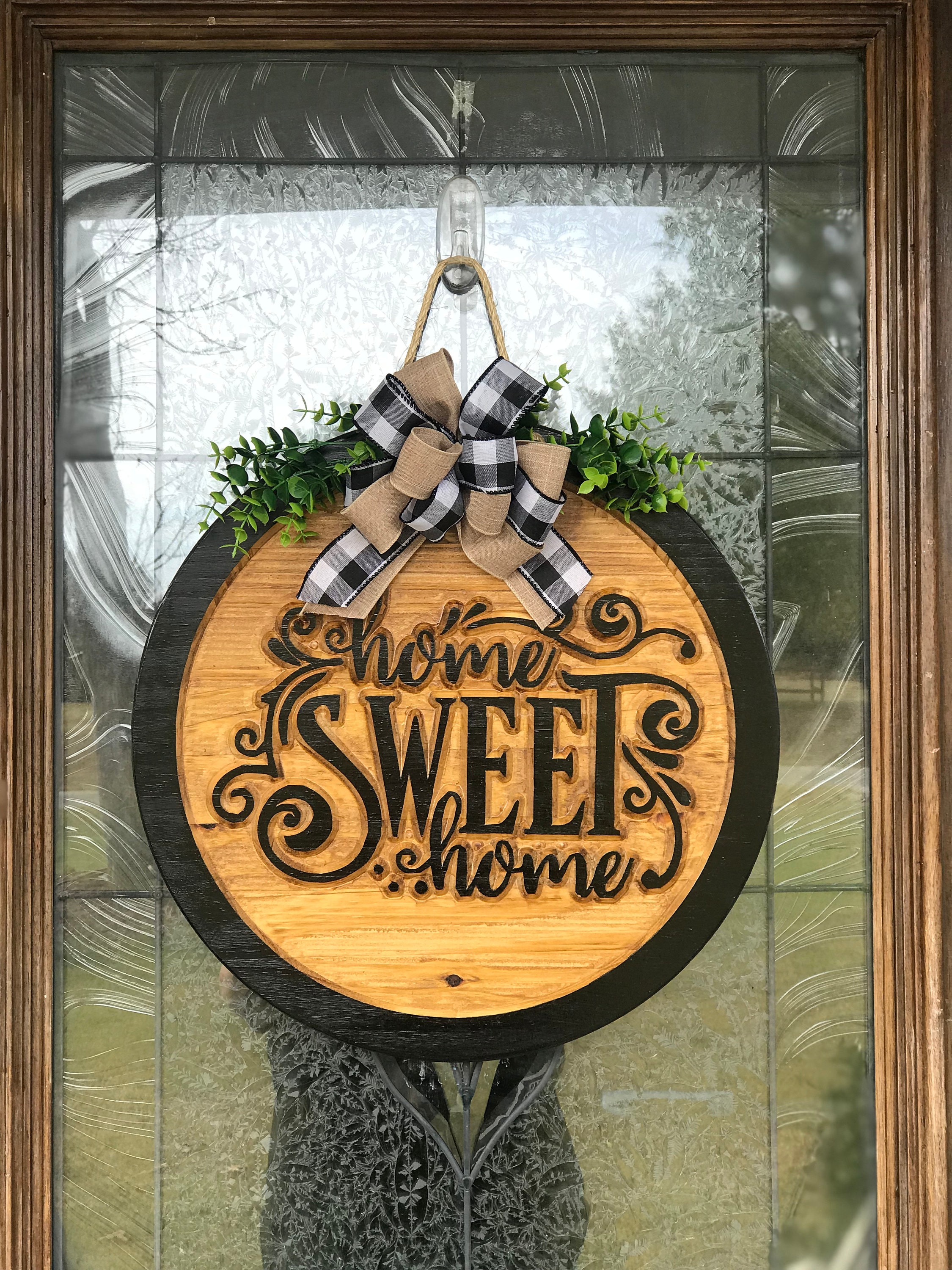 Home Sweet Home Sign Carved Home Sweet Home Door Hanger | Etsy