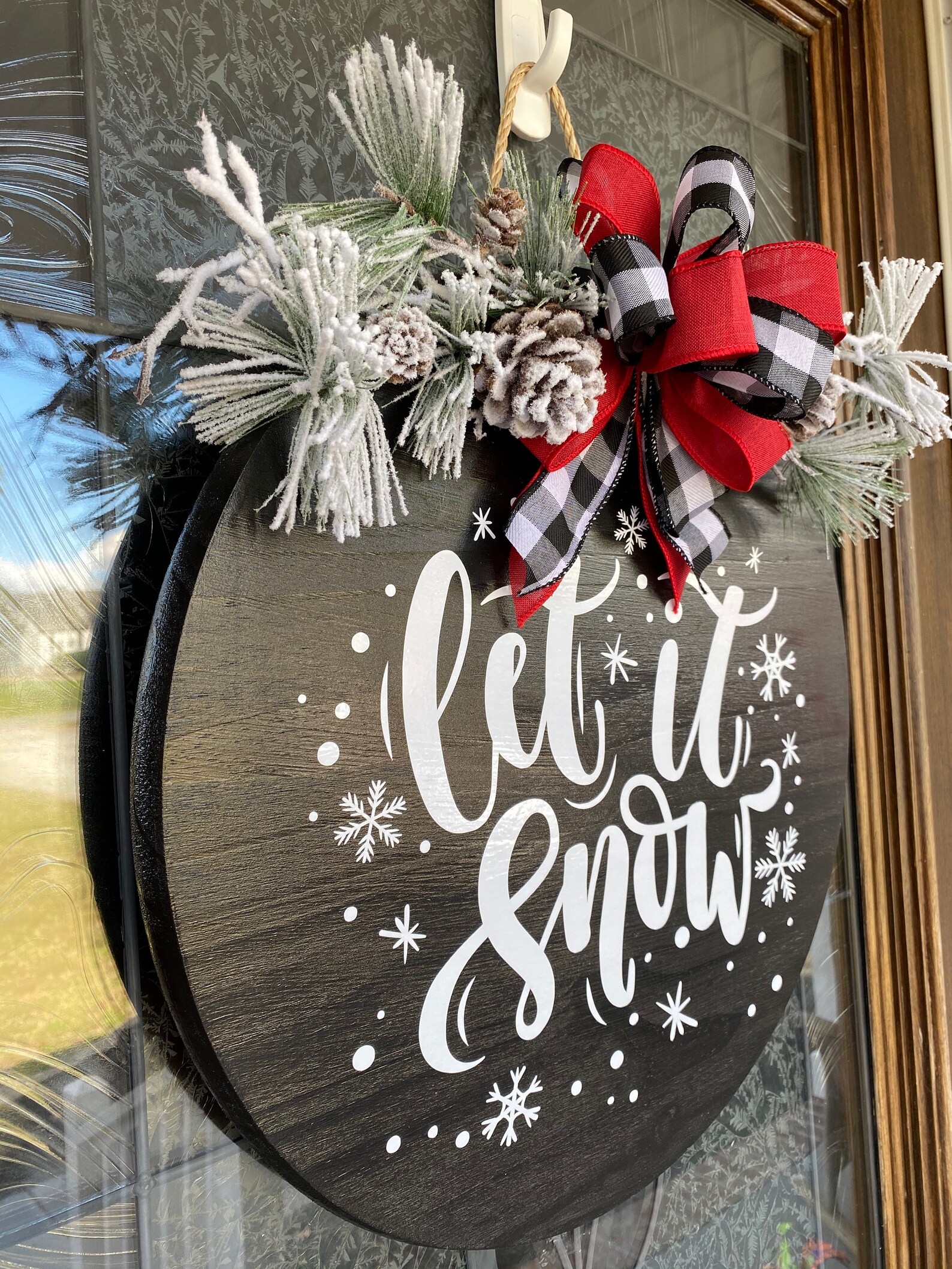 Winter Front Door Decor Front Door Wreath Let It Snow - Etsy
