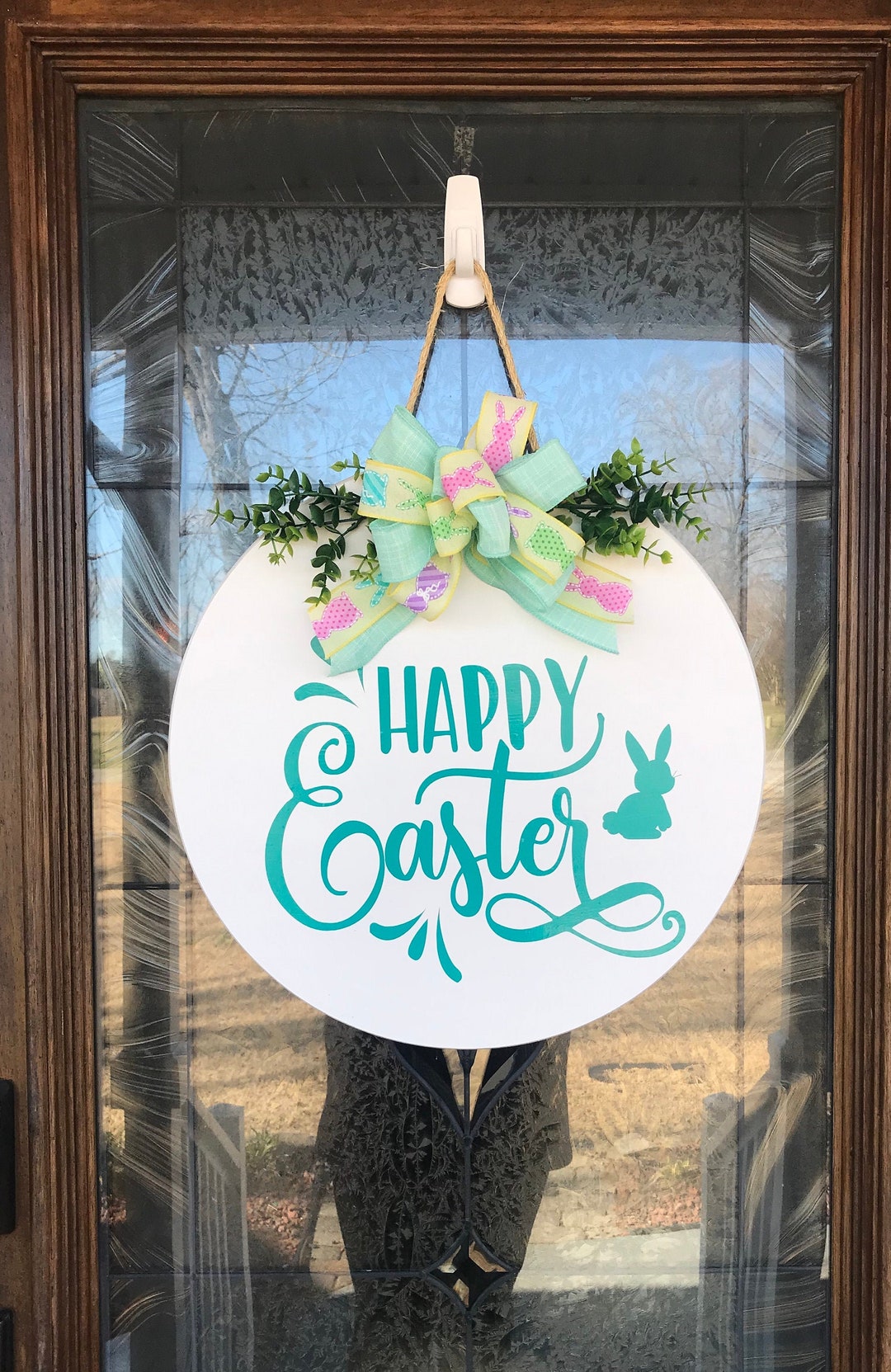Easter Wreath Front Door Decor Easter Door Hanger Happy Etsy