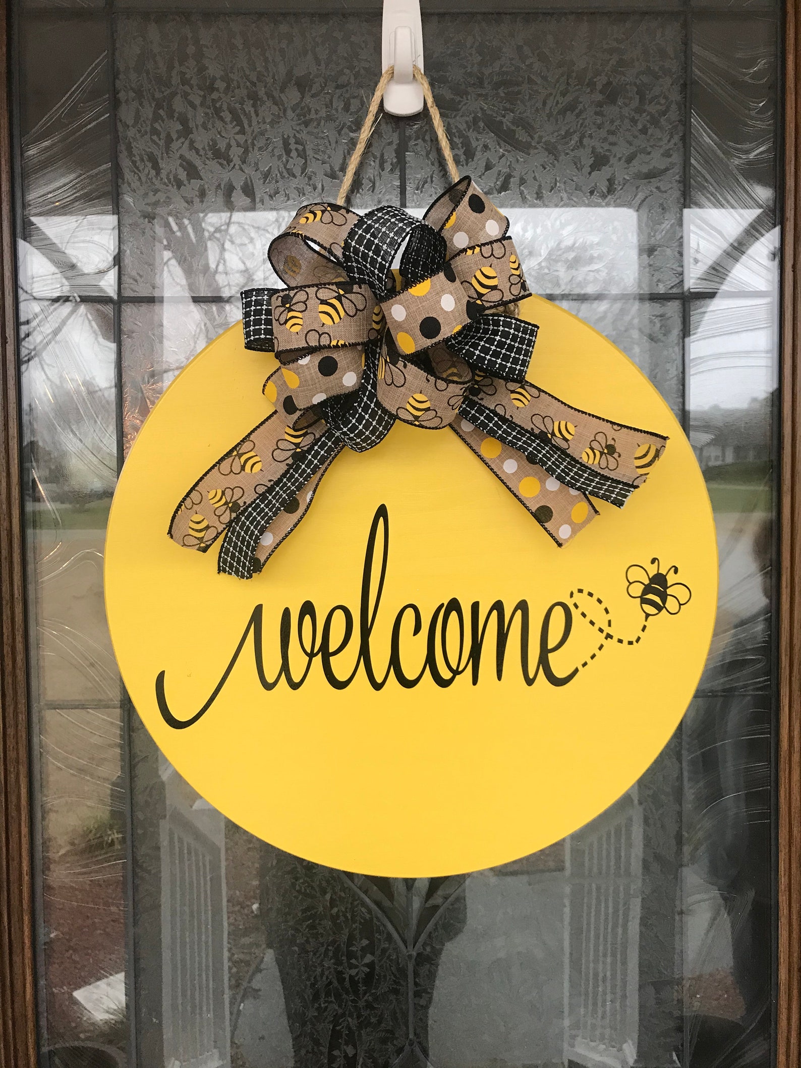 Spring Door Hanger Wreath Welcome Sign Welcome Wood Sign - Etsy