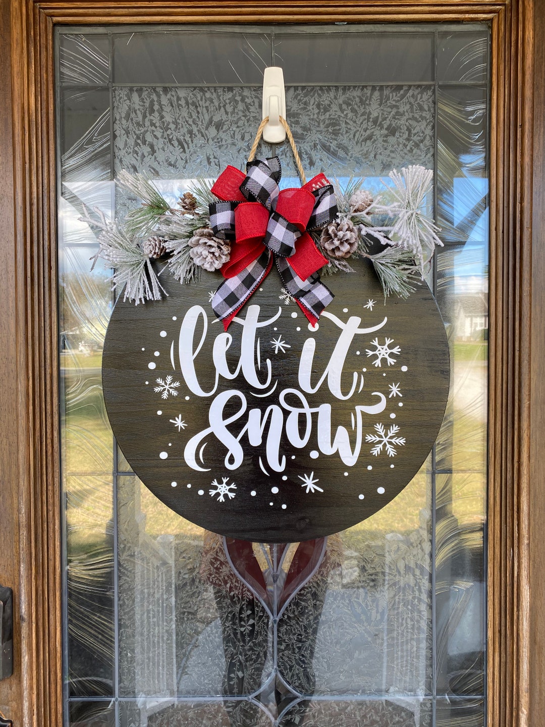 Winter Front Door Decor Front Door Wreath Let It Snow Front Door Sign ...
