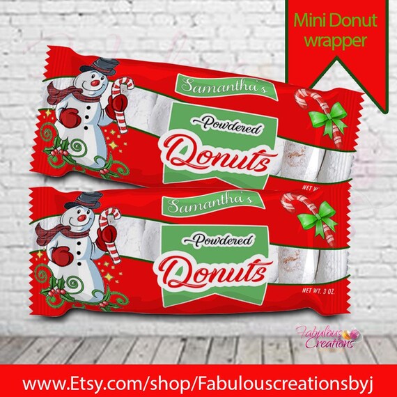 Powered donuts, Christmas donut wrapper, Holiday wrappers, Snowman ...