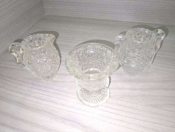 3 Piece Daisy and Button Collectable Depression Glass Art - Etsy