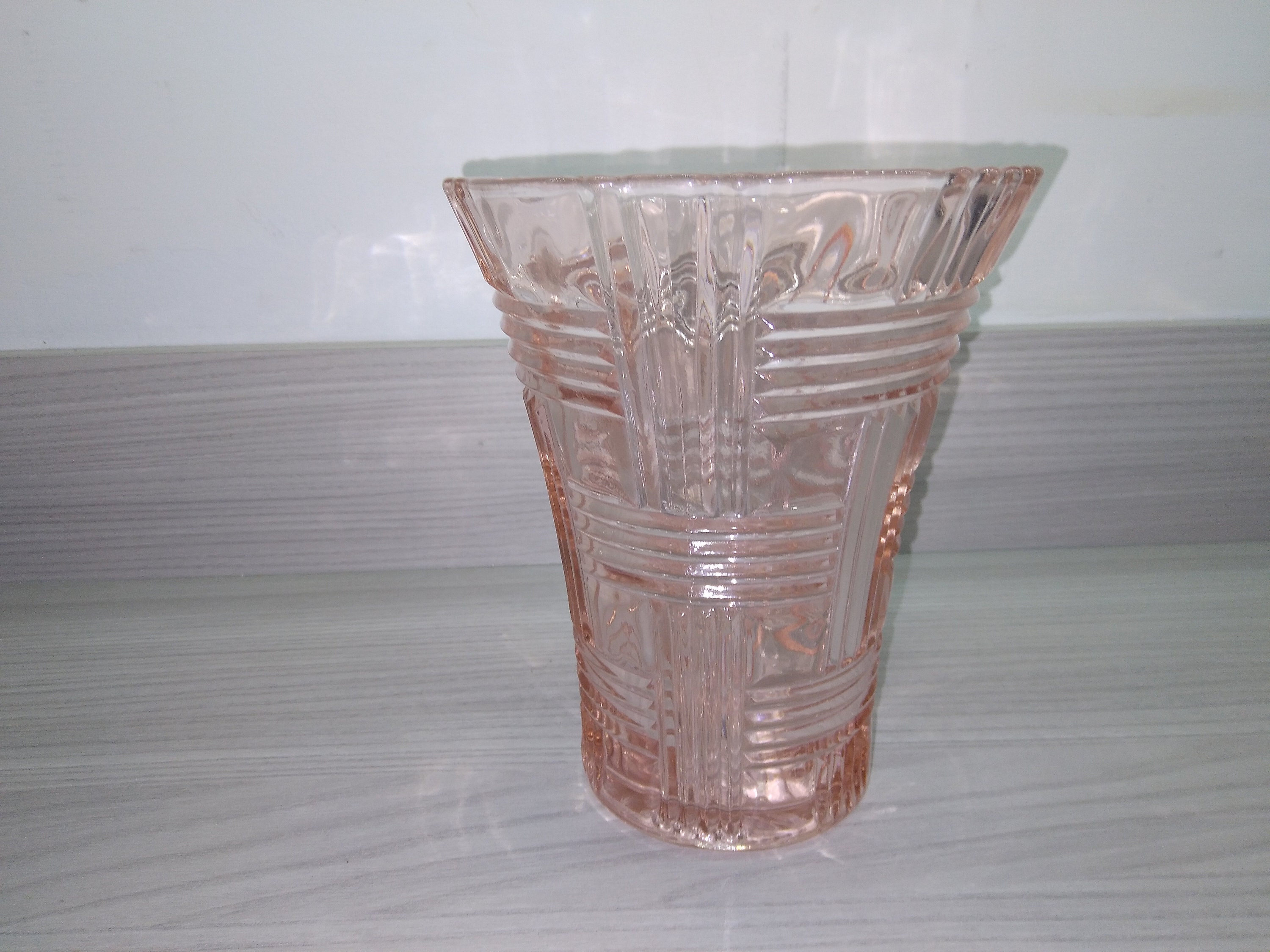 Pink Depression Glass Basket Weave Vase 6.75" Flawless - Etsy