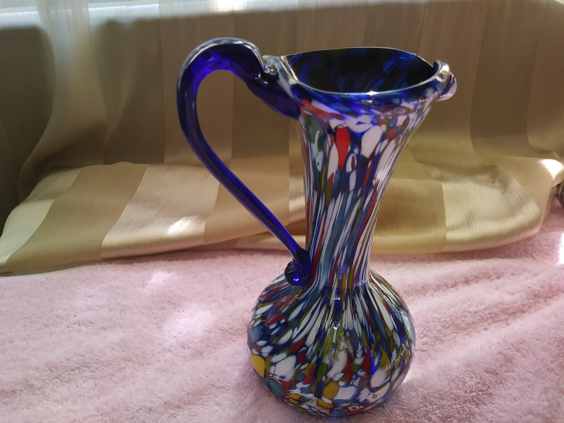 Vintage VENETIAN Art Glass PITCHER Vase Vessel 7.5 Tall Flawless - Etsy