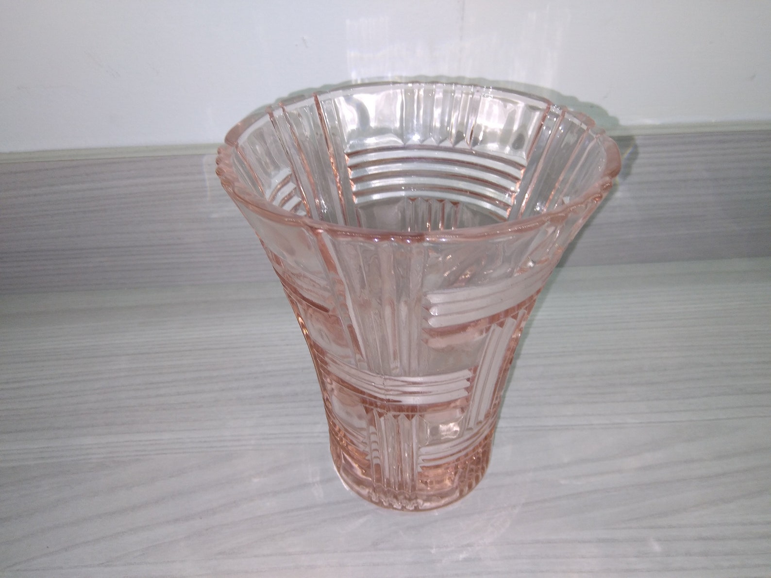 Pink Depression Glass Basket Weave Vase 6.75 Flawless - Etsy