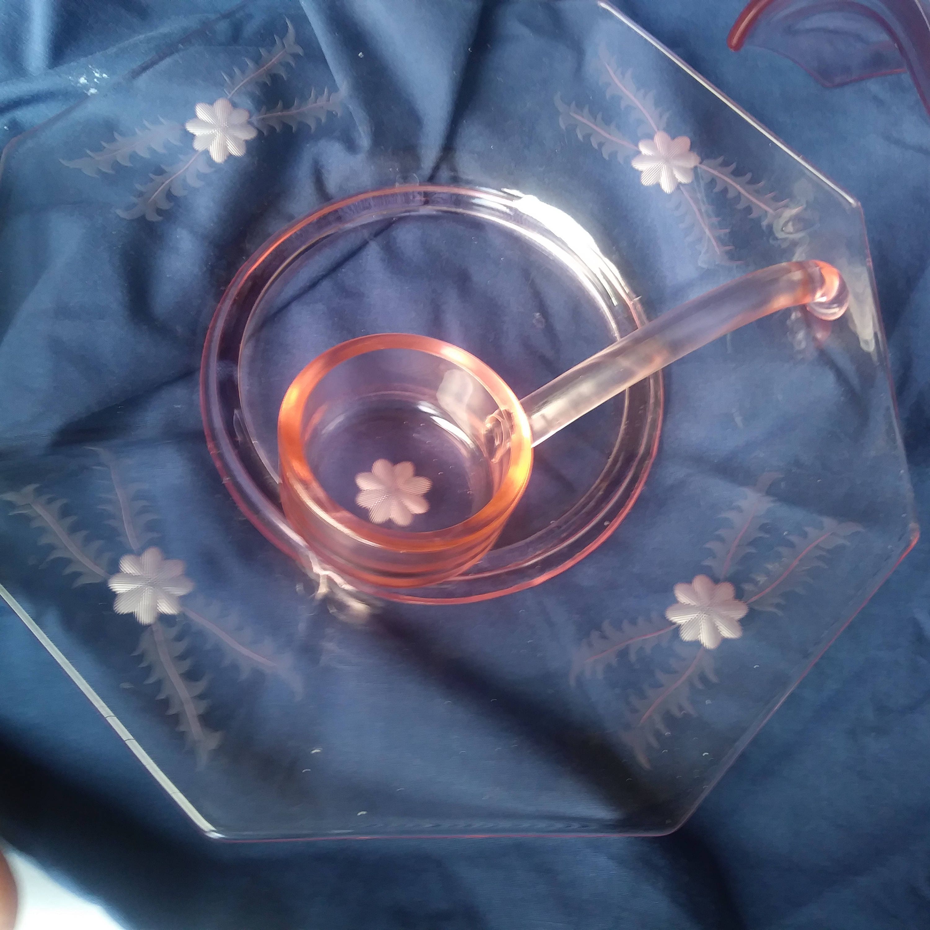 Pink DEPRESSION GLASS Decagon Footed Sauce Serving BOWL 3 - Etsy