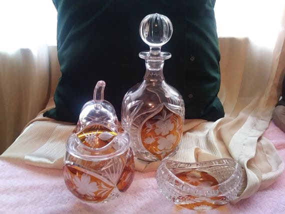 IRENA POLISH CRYSTAL 3 Pc Set Decanter 10.5 Tall Covered Candy - Etsy