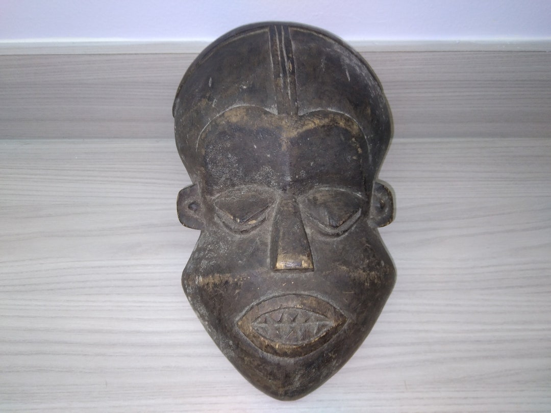 Primitive 19th C. African Hand Carved Wooden Tribal Mask 11.5" Flawless ...